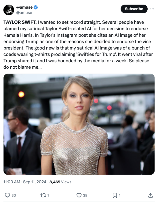 Fake it off: AI-generated Taylor Swift pics spark controversy - DFRLab